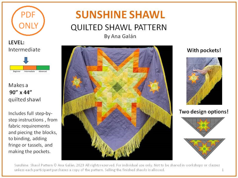Sunshine Quilted Shawl Pattern – Trendy Quilts by Ana Galan